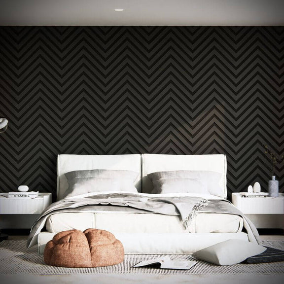 Buy Black Oak Acoustic Herringbone Slat Wall Panel | STRIVO | Panel Co ...