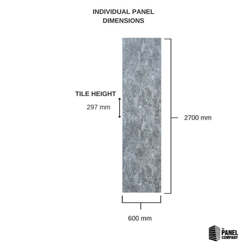 Dark Grey Marble Tile Wall Panel - 600mm – Panel Company
