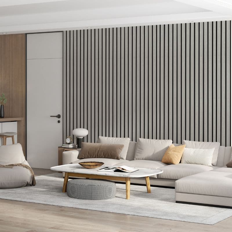 Grey Oak Wide Slat Wall Panels | STRIVO PLUS | The Panel Company