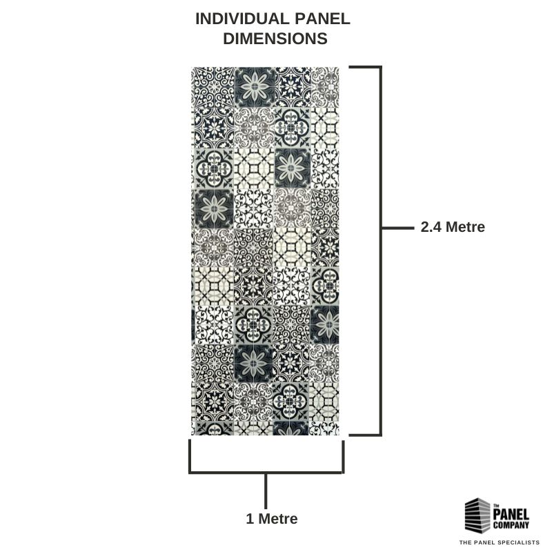 Buy Patchwork Black | Tile Shower Board | The Panel Company